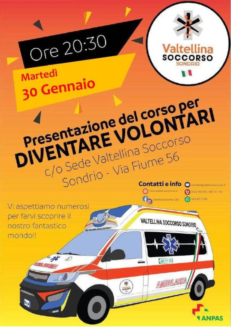 Croce Rossa Sondrio e Valtellina Soccorso presentano il corso volontari